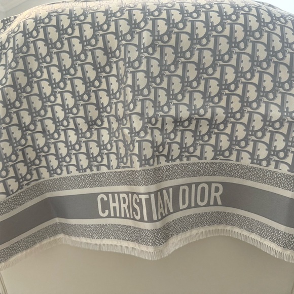Dior | Accessories | Dior Oblique Square Scarf Gray Silk Twill | Poshmark